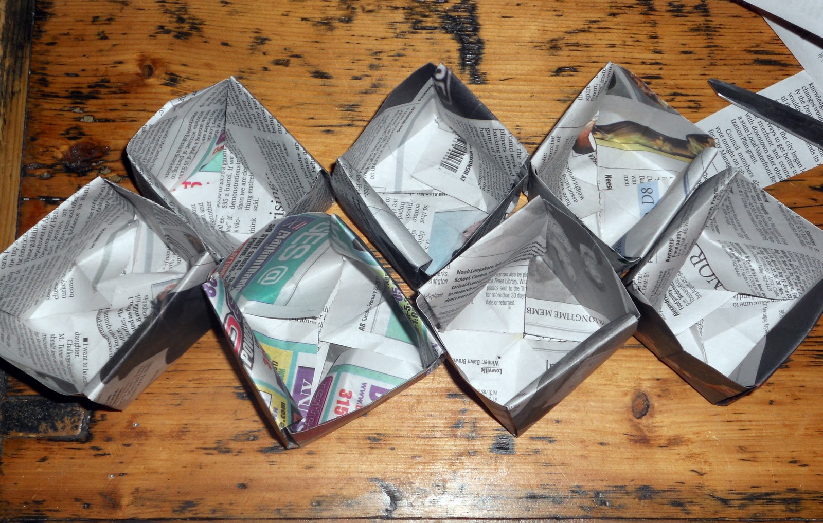 The Mad Recycler: Recycled Newspaper Origami Seed Starter Pot