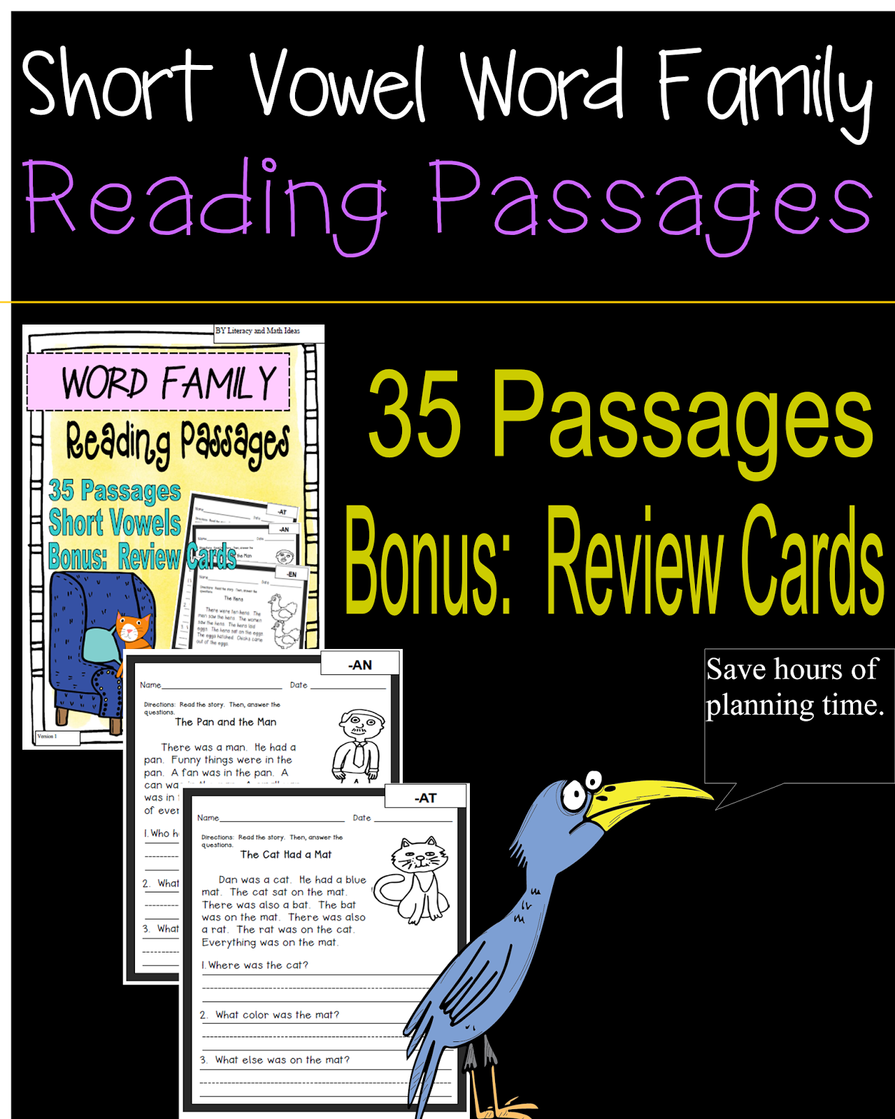 Literacy & Math Ideas: Short Vowel Word Family Reading Passages