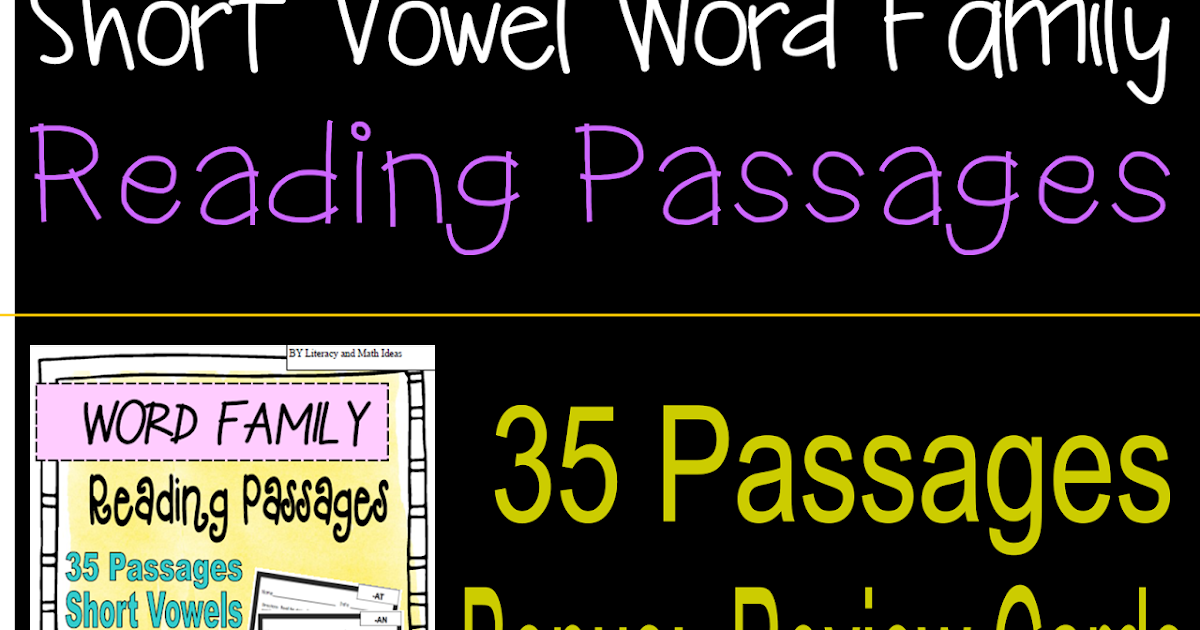 Literacy & Math Ideas: Short Vowel Word Family Reading Passages