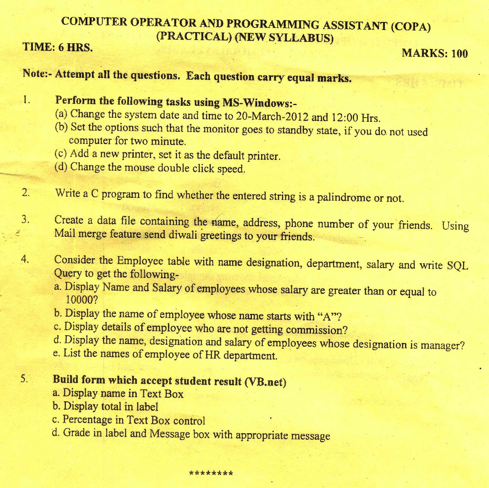 COPA PAPER ______________: Paper