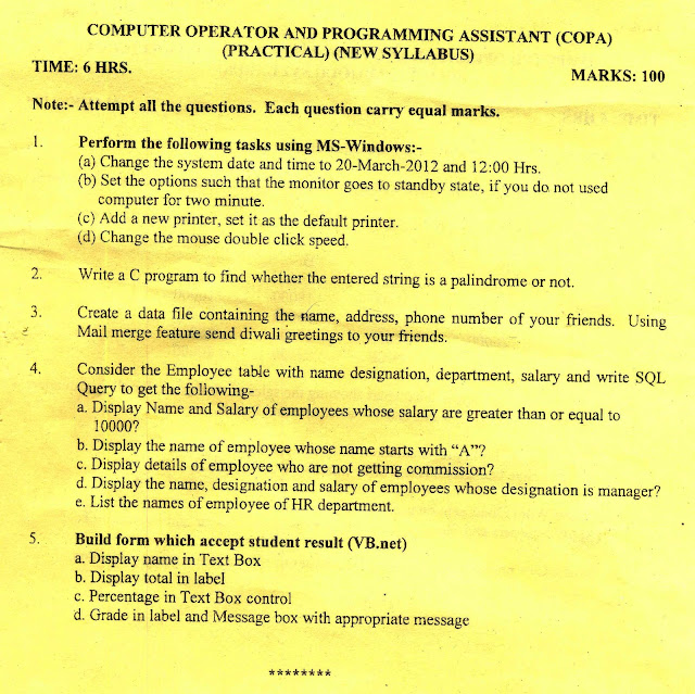 COPA PAPER ______________: Paper