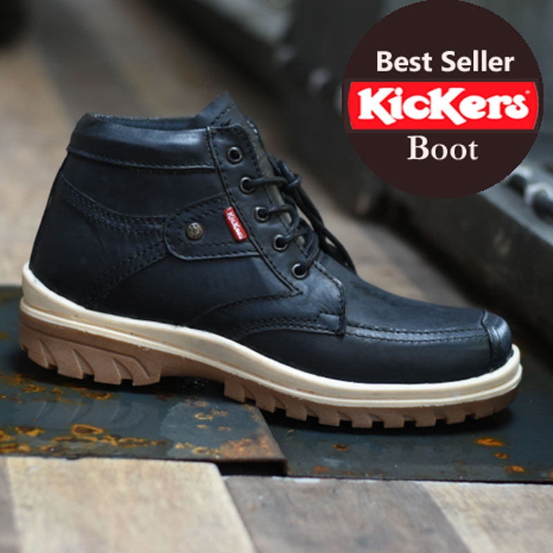 Sepatu Kickers Boot Warna Hitam Kulit Asli [SKB002] | Omsepatu.com