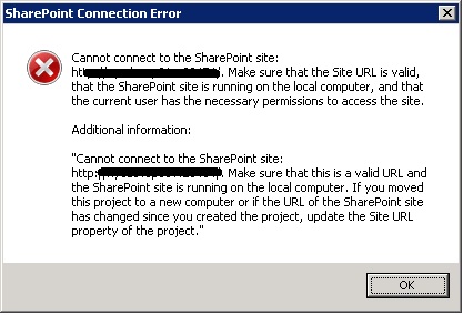 SharePoint Connection Error ~ journal of troubleshooting.