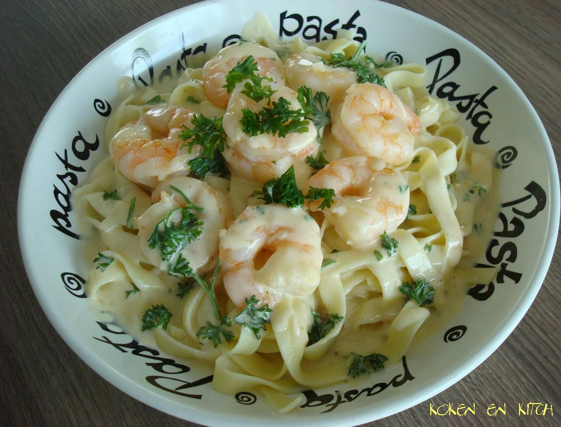 Scampi Met Pasta In Roomsaus