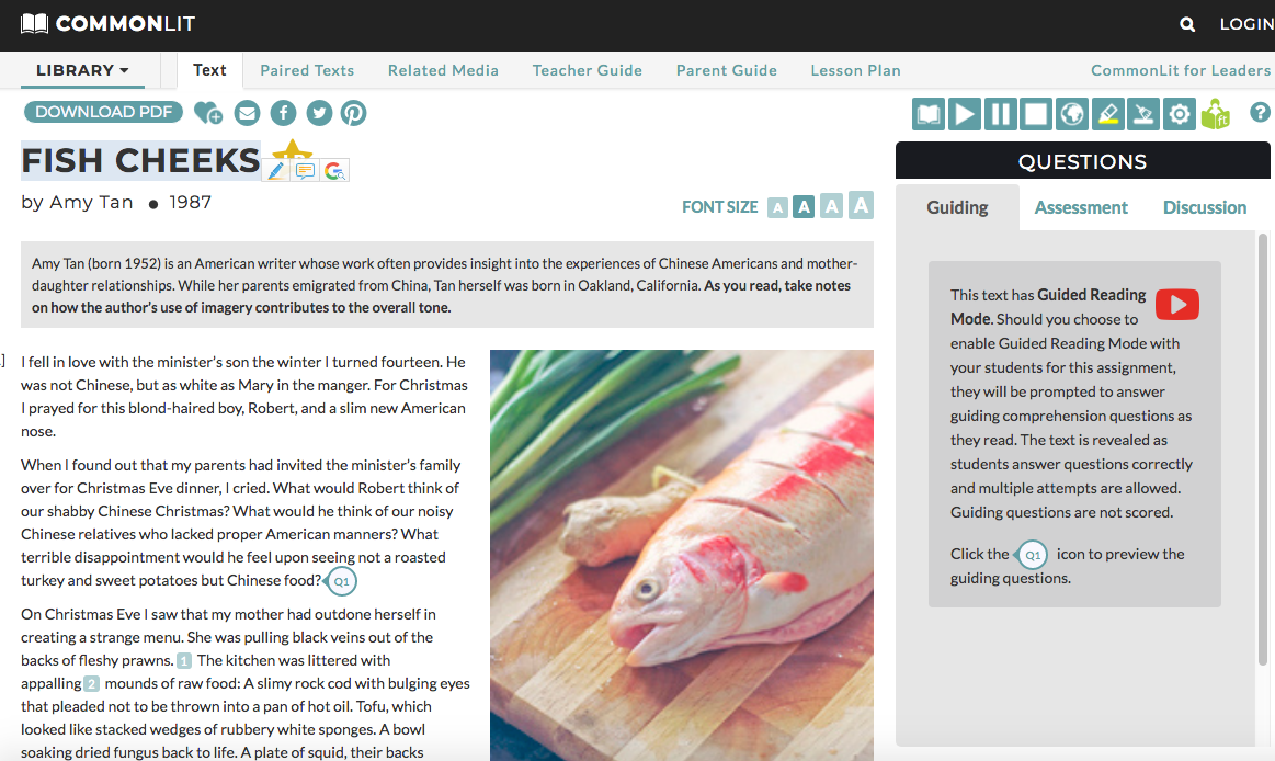 Fish Cheeks Answer, Food And Culture Lesson Plan For Amy Tan S Fish ...