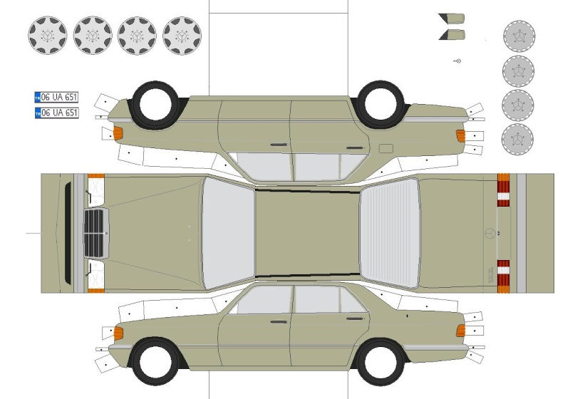 SP. Papel Modelismo: PaperCraft - Mercedes-Benz W126 - Paper Car