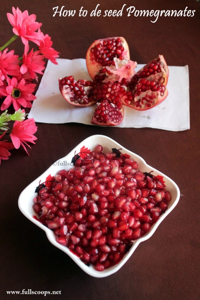 How to De Seed a Pomegranate ~ Full Scoops - A food blog with easy ...