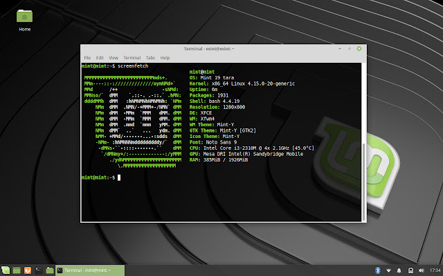Linux Mint 19 Xfce Edition screenshots