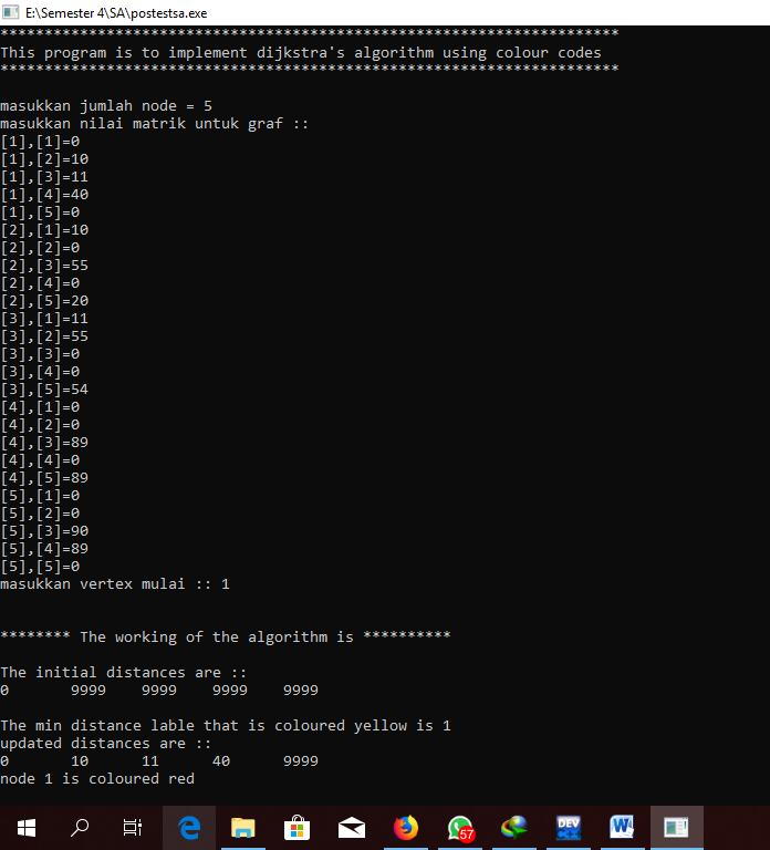 Algoritma Dan Pemrograman Djikstrak Menggunakan Codingan C++