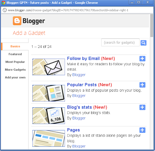 Adding a gadget to your blog, using Blogger's WYSIWYG interface | Blogger-Hints-and-Tips