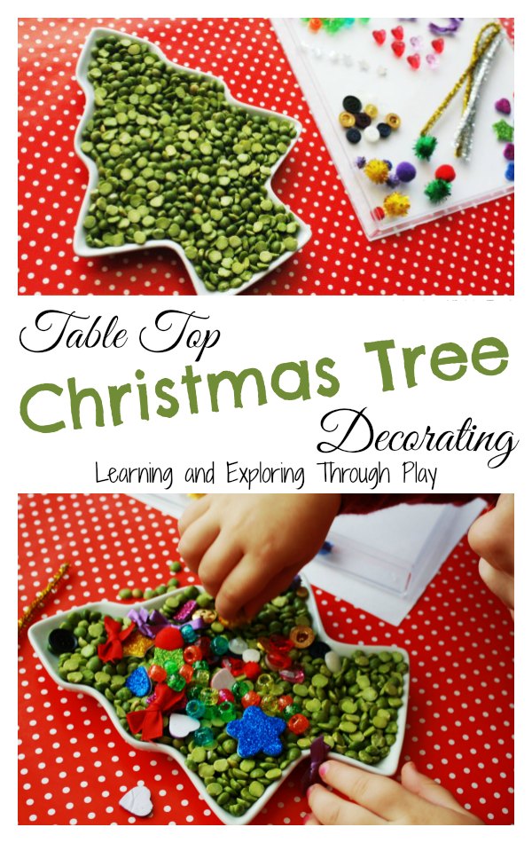 Learning and Exploring Through Play: Table Top Christmas Tree Decorating.
