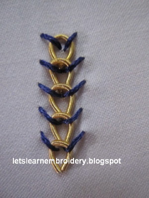 Let's learn embroidery: Goldwork wheatear stitch