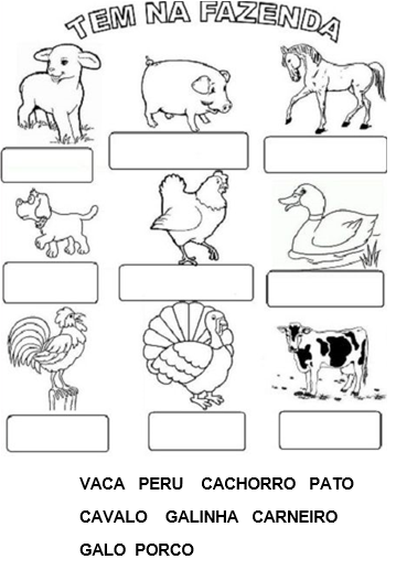 MY BLOG: Atividade escrita animais da fazenda
