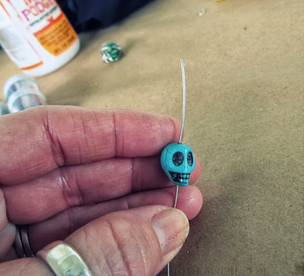 WobiSobi: Wire Wrapped, Skull Charm.