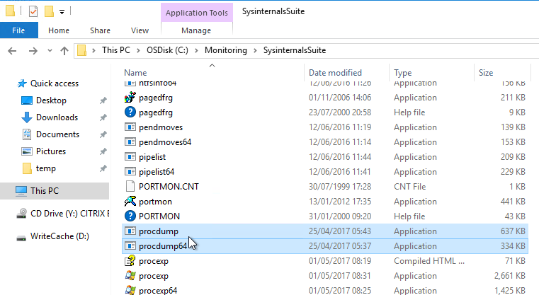 Remote use of Microsoft SysInternals: example Procdump