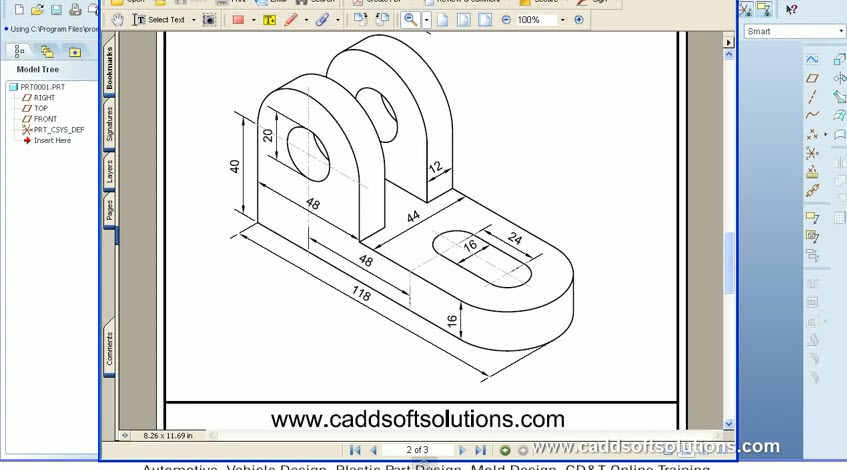 Pro Engineer (Pro E) Wildfire 5.0 Basic Beginner Part Modeling ...