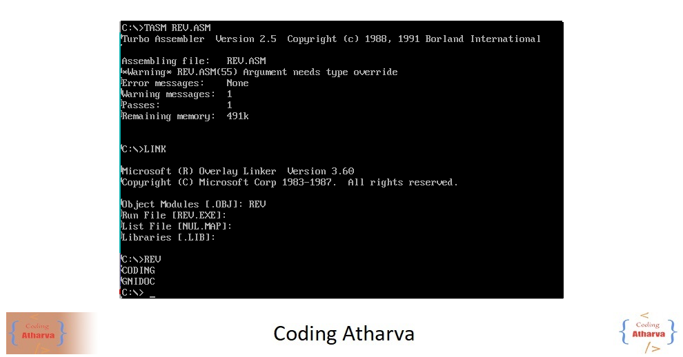 55 Program to reverse the given String in 8086 Microprocessor ~ Coding Atharva