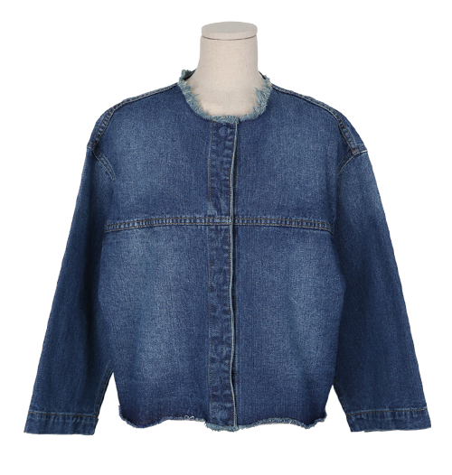 [66girls] Fringed Concealed Snap Button Denim Jacket﻿ | KSTYLICK ...