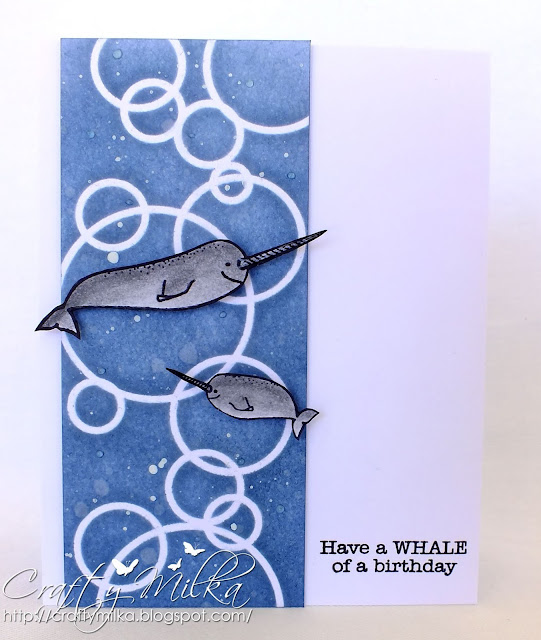 Crafty Milka: Narwhal Whales Birthday Card