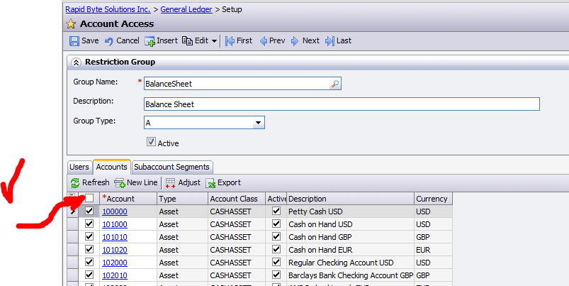 Acumatica Singapore: Account specific Cost Center access.