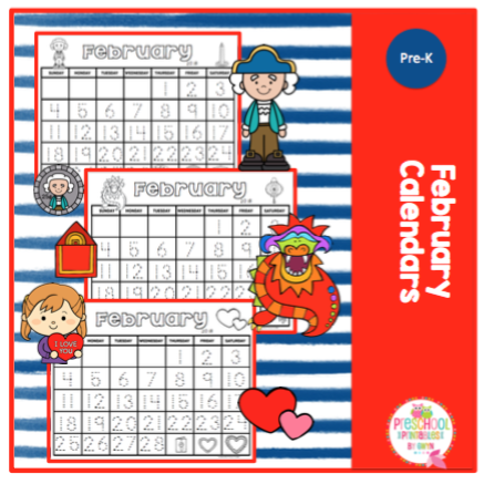 February Calendars ~ Preschool Printables