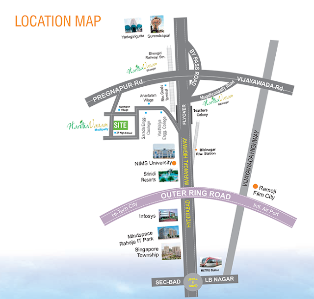 Haritha Vanam : Medipally Location Map