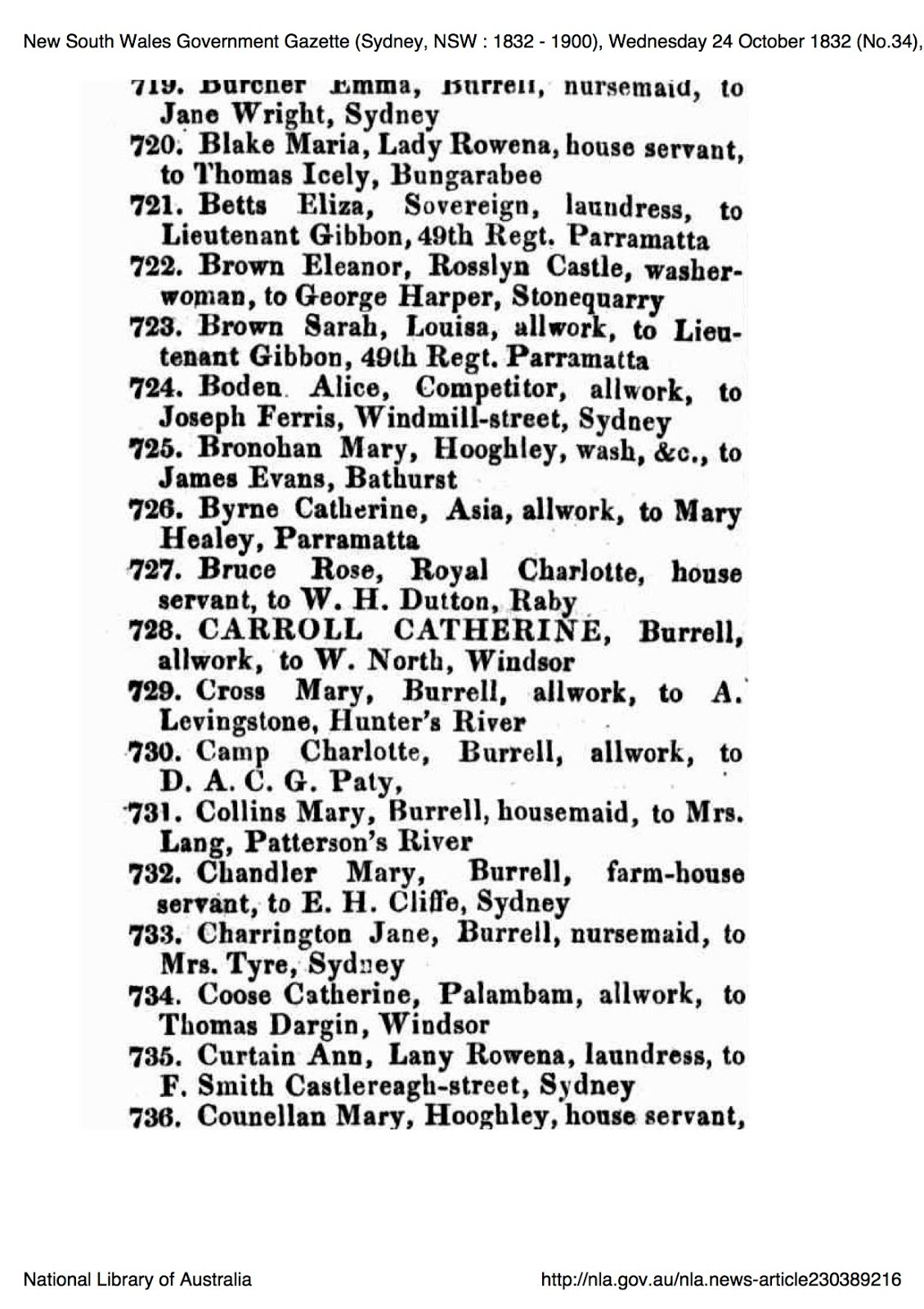 HEADLINES OF OLD: FEMALE CONVICTS ASSIGNED MAY 1832 TROVE TUESDAY 7 MAY ...