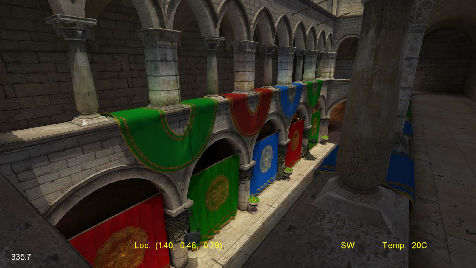 3DWorld: Indirect Lighting in Sponza Scene