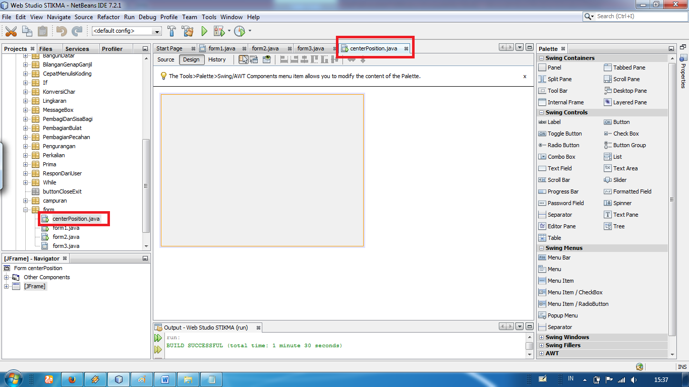 jFrame Form Position Center Java Netbeans | Menengahkan Frame ke Tengah Layar Java Netbeans ...