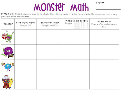 Ways to Write a Number: Monster Math | 3rd Grade Thoughts