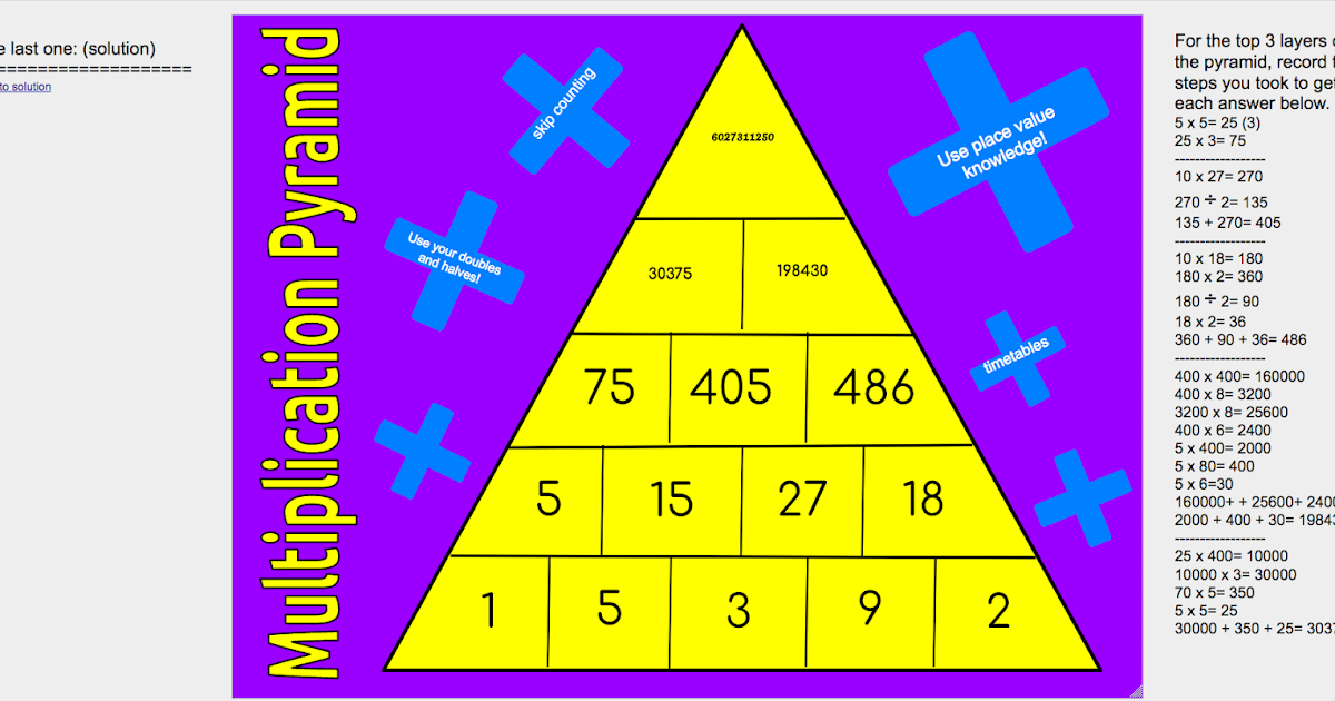 Zack : Multiplication Pyramid