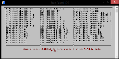PROGRAM PASCAL; KASIR PEMBELIAN BUKU | Prabawaningtyas