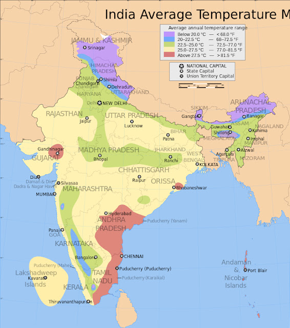 VHSE TEAM AGRI: INDIA AVERAGE TEMPERATURE MAP - VIDYA SMIJA P K GLEENA