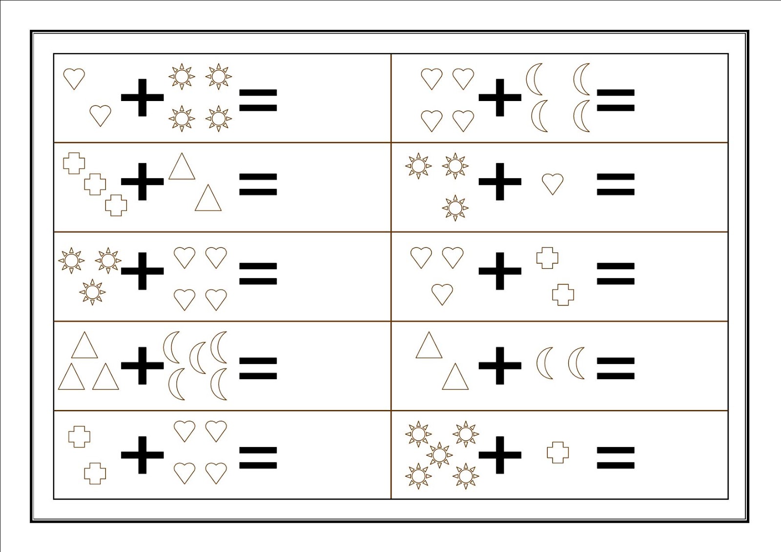 Aprendiendo a sumar y a restar.: Fichas de sumas para imprimir.