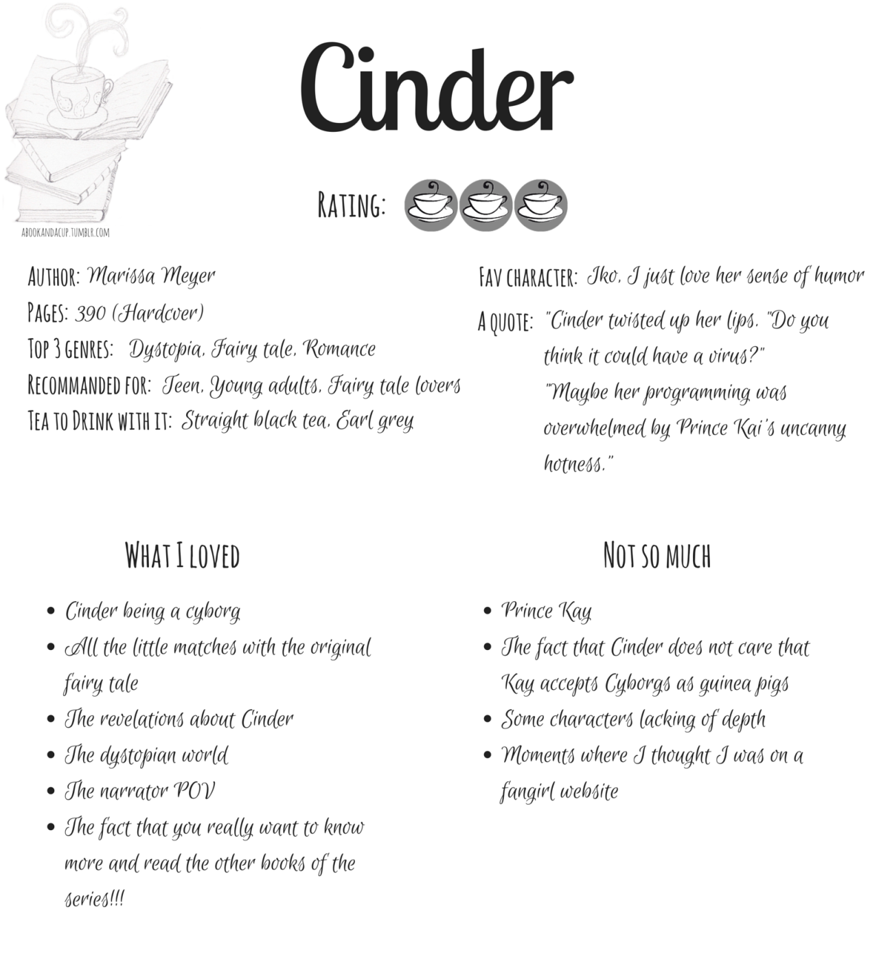 Abookandacup: Book Reviews #2: Cinder