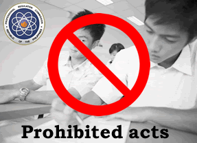 List of Prohibited Acts Inside the Examination Room by PRC