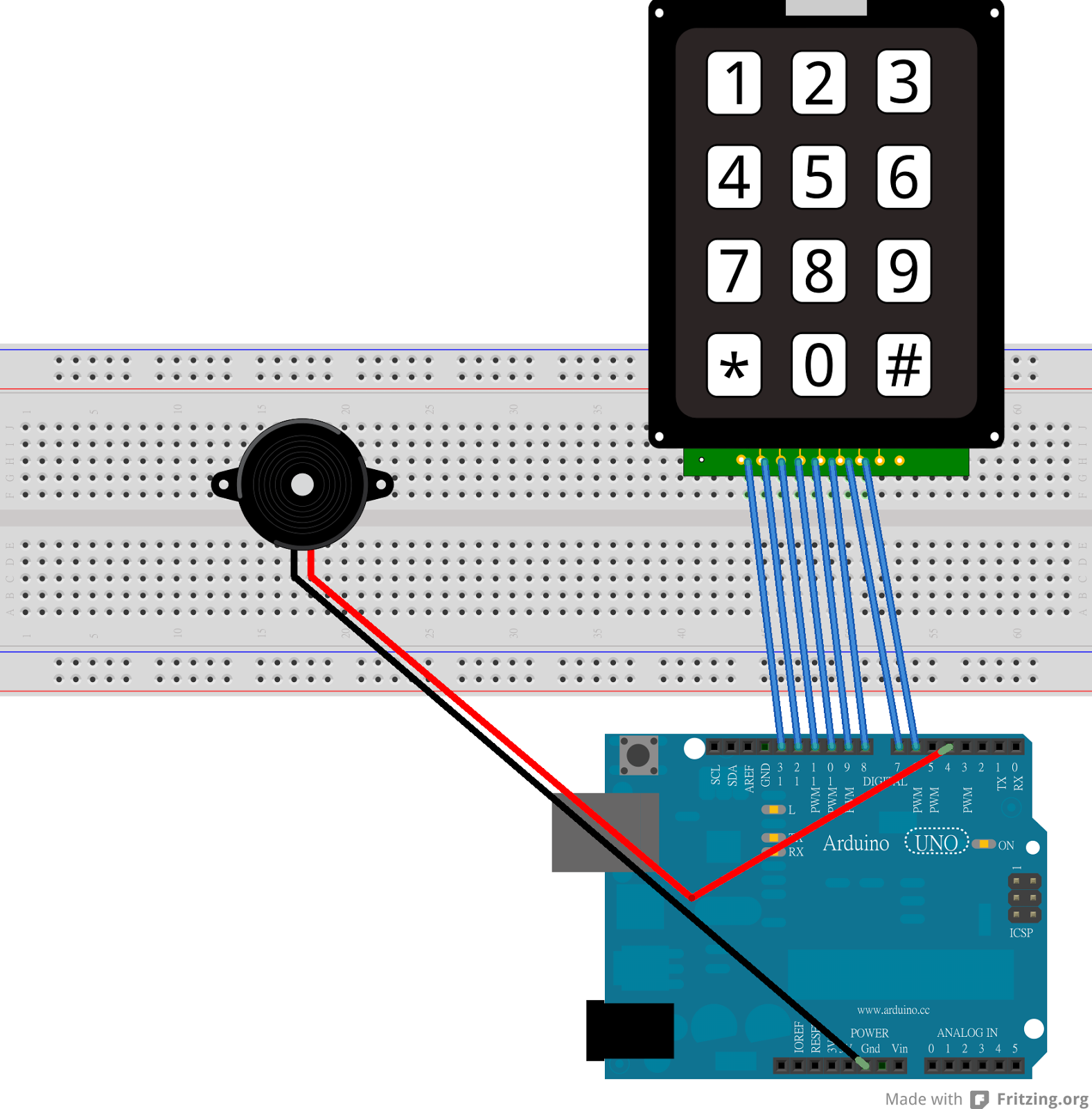 Arduino筆記(7)：3x4 Keypad 控制蜂鳴器發聲