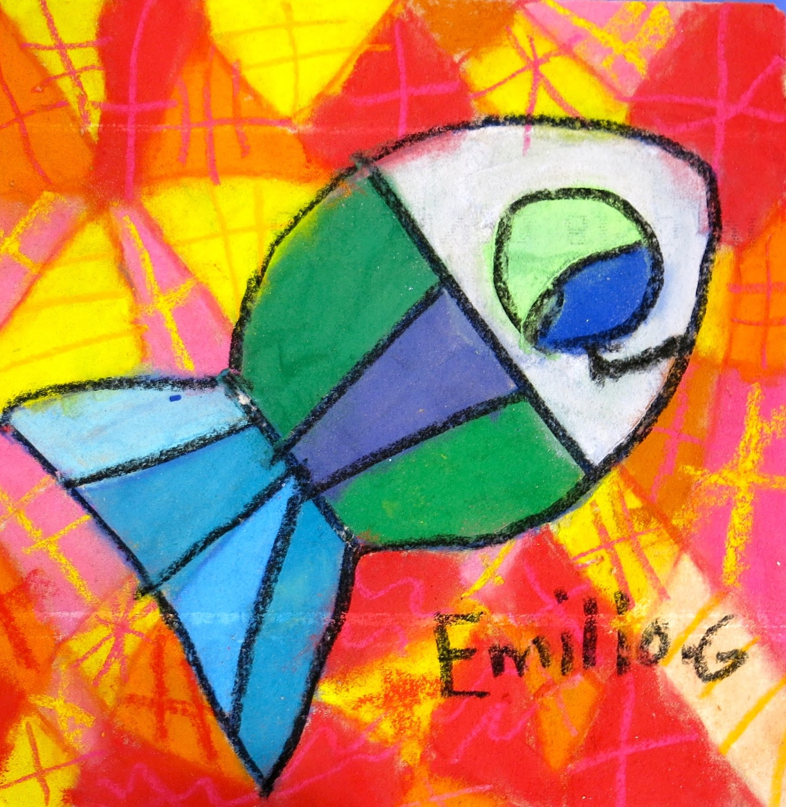 Cassie Stephens: In the Art Room: Chalked Fish Ceiling Tile