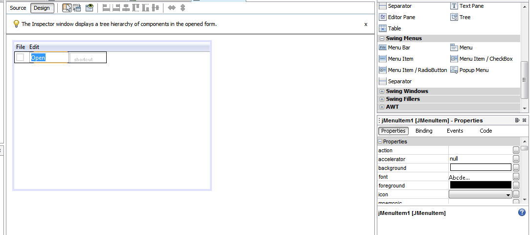 Membuat Menu Pada Netbeans