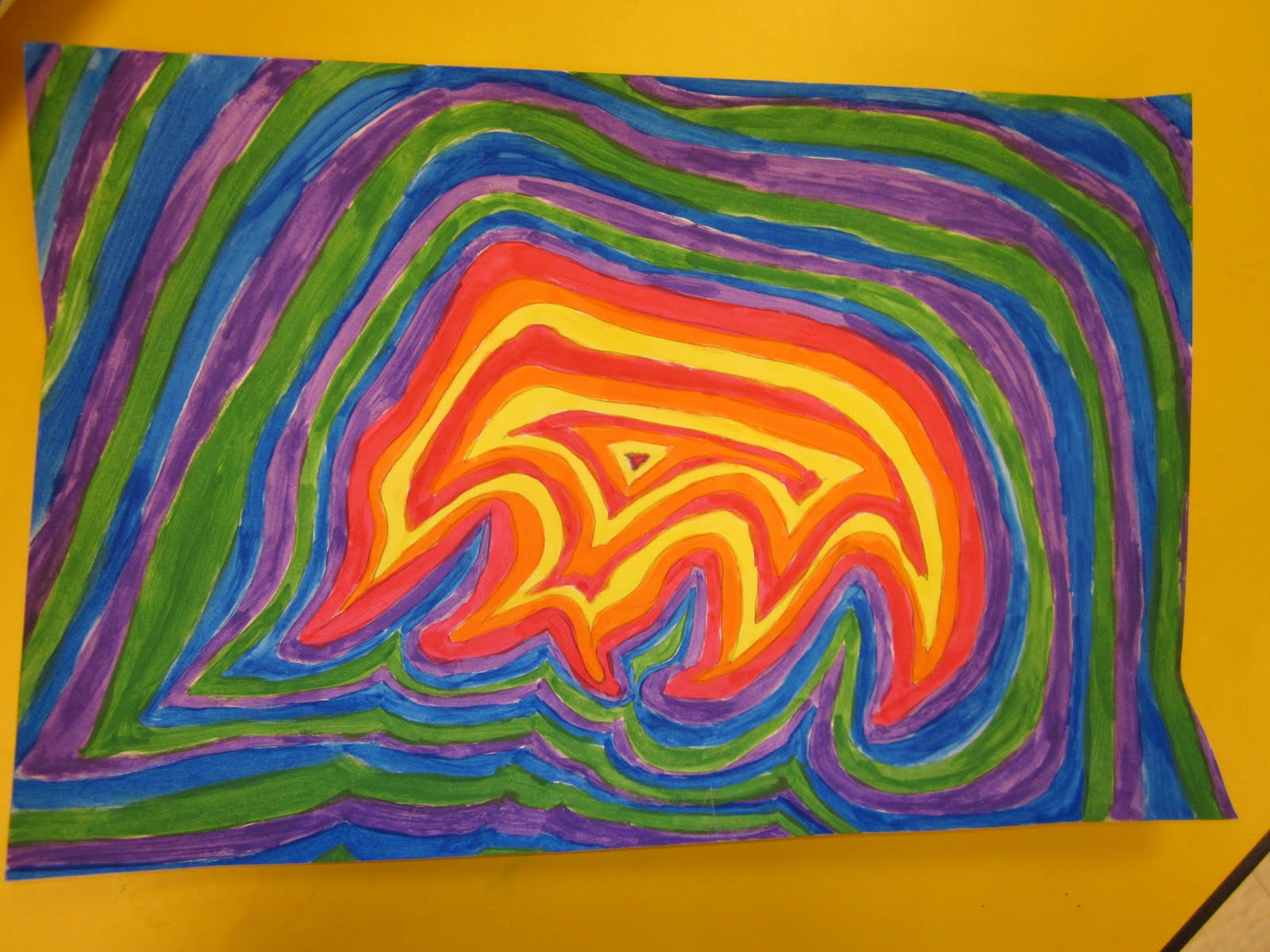 South Bristol Art Studio: 5/6 Warm & Cool Radiating Line Paintings