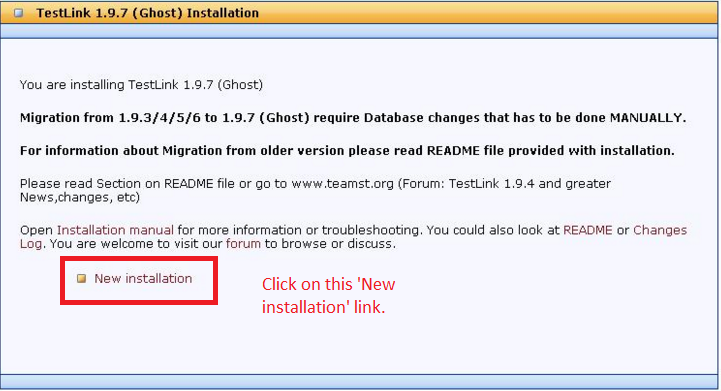 Test Link Installation