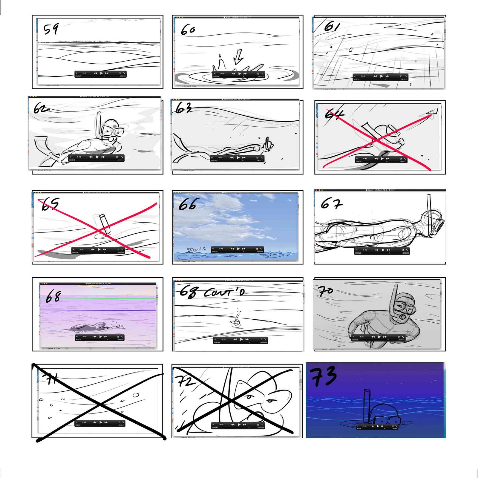 Dan McHale Storyboard: Boards for Spear, Fish, Boat