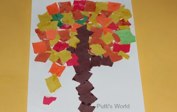 Torn Paper Fall Tree ~ Putti's World -kids-activities