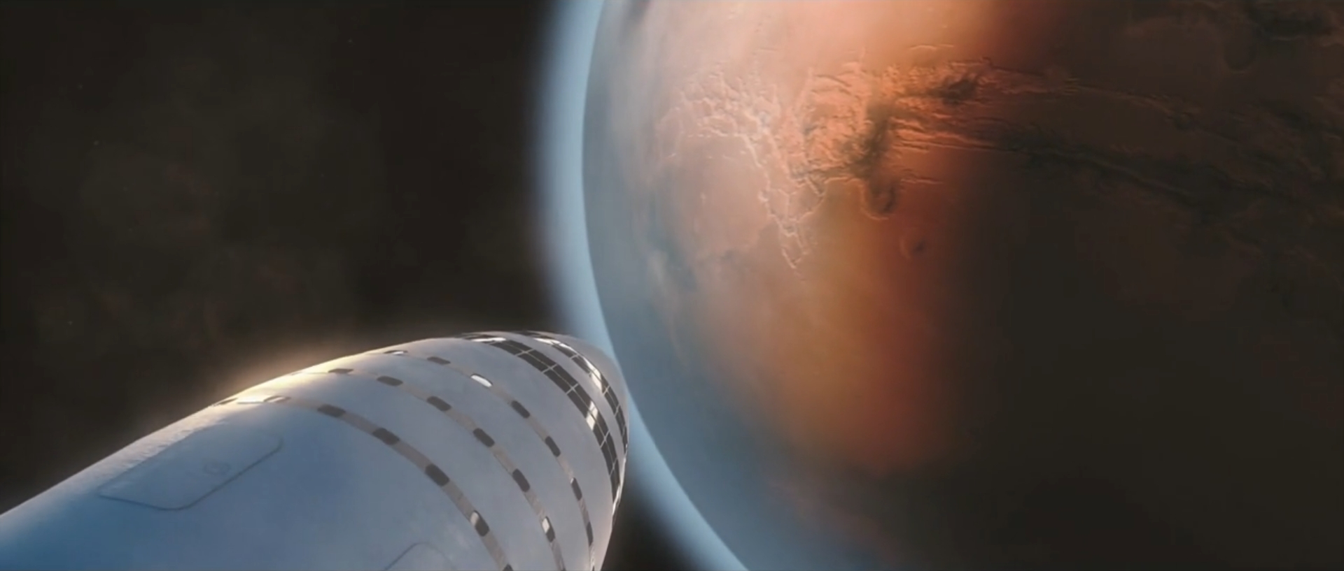 SpaceX Big Falcon Rocket approaching Mars; official design | human Mars