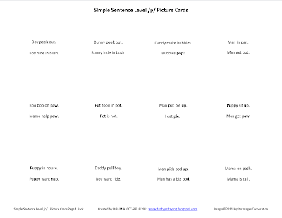 Testy yet trying: P Simple Sentence: Free Speech Therapy Articulation ...