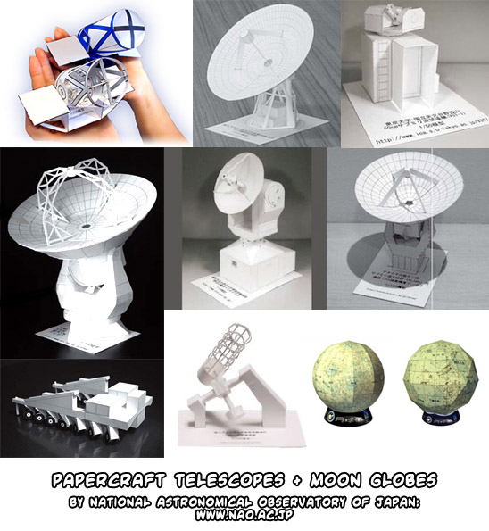Ninjatoes' papercraft weblog: Papercraft space telescope and Moon globes!