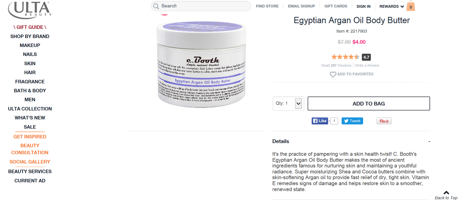 The Glossary: c.Booth Egyptian Argan Oil Body Butter