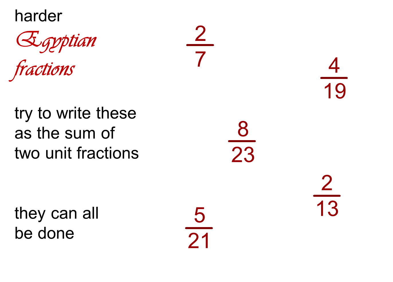MEDIAN Don Steward mathematics teaching: Egyptian fractions MEDIAN Don Steward mathematics teaching: Egyptian fractions