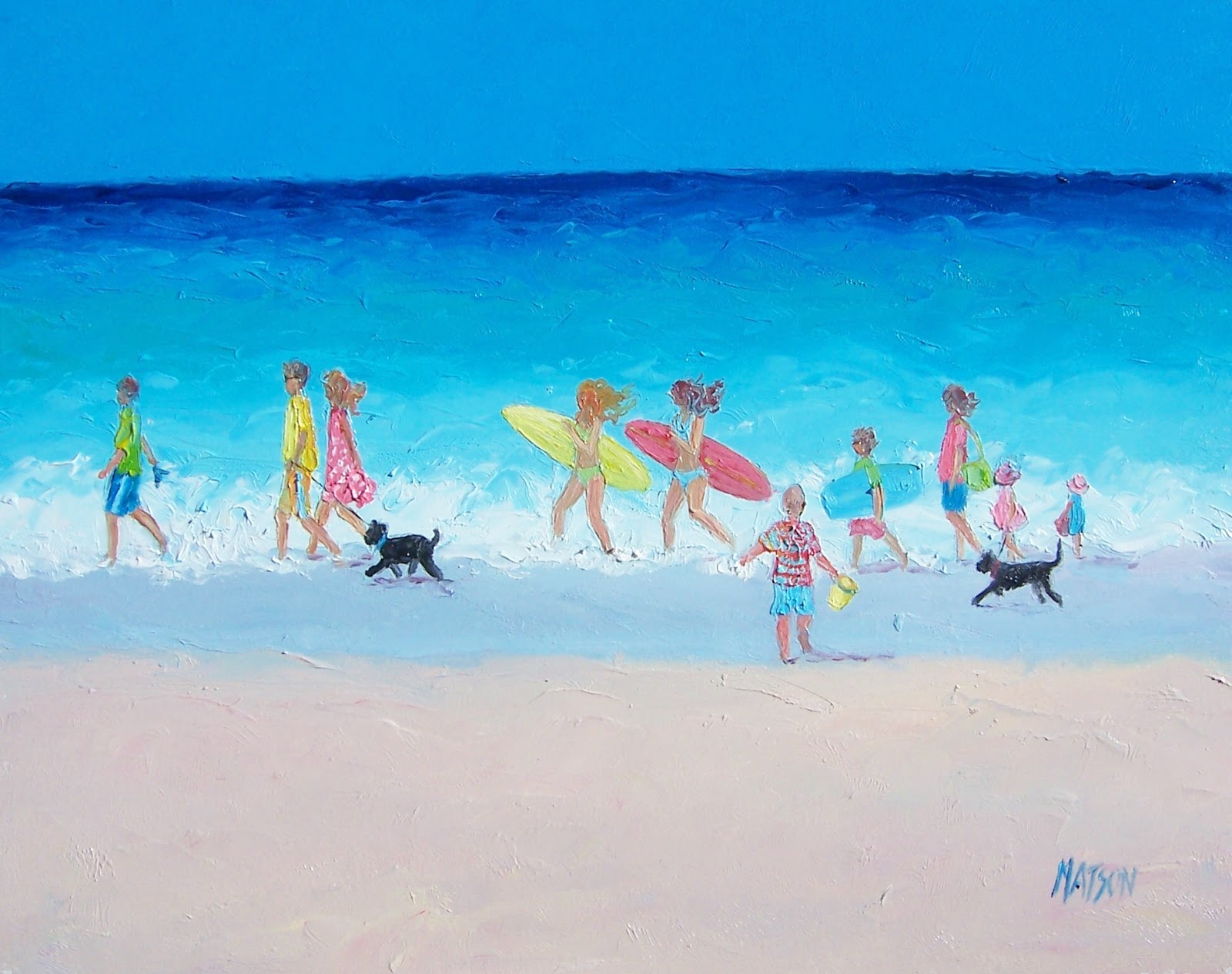 Jan Matson Art: Beach scenes 'The Beach Parade' on Etsy Art