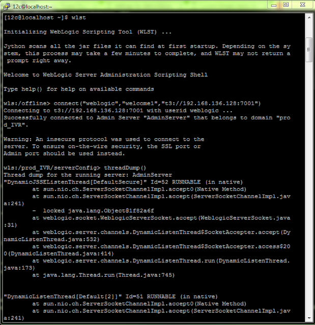 Weblogic12c Essentials Certification Generate Thread Dumps In Weblogic 12c Using Wlst And Admin